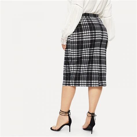 Women Plus Size Elegant Pencil Stretchy Knee Length Skirts Power Day Sale