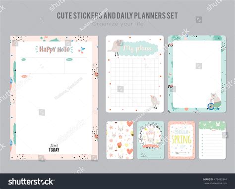 Cute Daily Planner Template Note Paper Stock Vector Royalty Free