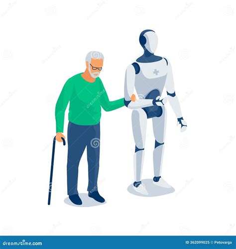Humanoid Robot In Suit Stands Behind Modern Reception Counter In Warmly Lit Lobby Royalty Free