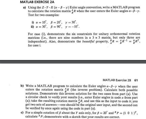 solved a using the z y x a ß euler angle convention