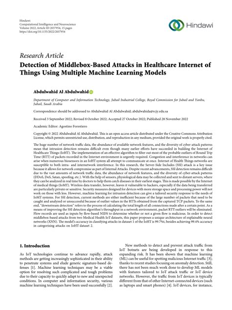 Pdf Detection Of Middlebox Based Attacks In Healthcare Internet Of Things Using Multiple