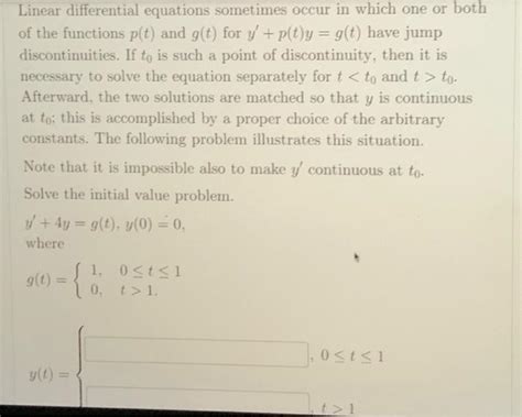 solved linear differential equations sometimes occur in