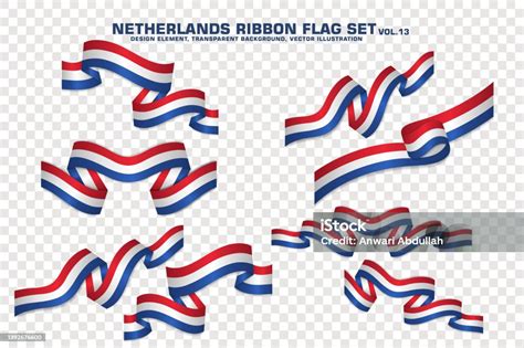 네덜란드 리본 플래그 세트 요소 디자인 3d 스타일 벡터 일러스트 레이 션 네덜란드 국기에 대한 스톡 벡터 아트 및 기타 이미지 네덜란드 국기 0명 Film