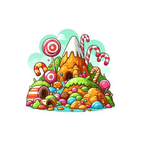Cartoon Rocky Terrain Made Entirely Of Candy Premium Ai Generated Vector