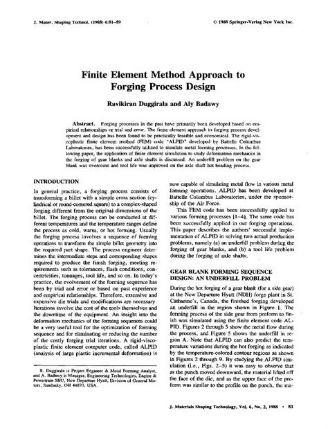pdf finite element method approach to forging process design