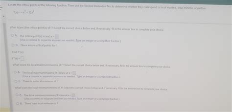Solved Locate The Critical Points Of The Following Function
