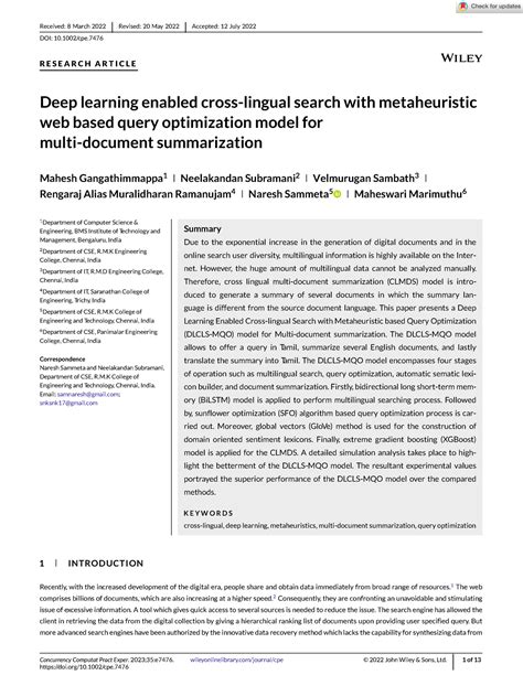 Concurrency And Computation 2022 Gangathimmappa Received 8 March 2022 Revised 20 May