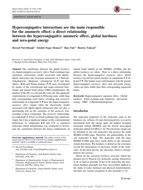 Hyperconjugative Interactions Are The Main Responsible For The Anomeric Effect A Direct