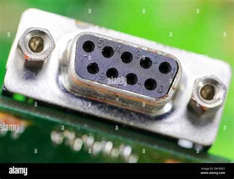 Female Standard Serial Port Called RS232 9 Pin Stock Photo Alamy