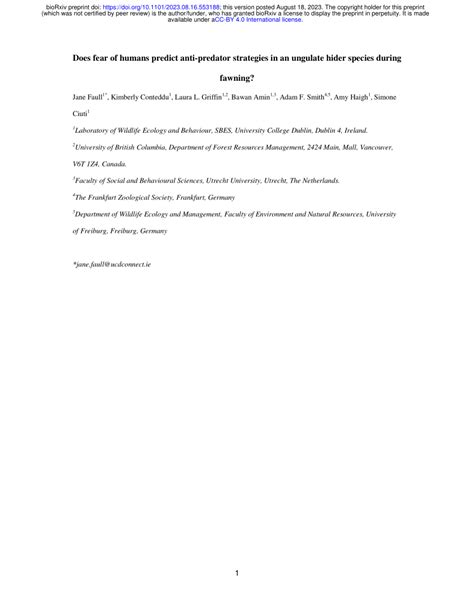 Pdf Does Fear Of Humans Predict Anti Predator Strategies In An
