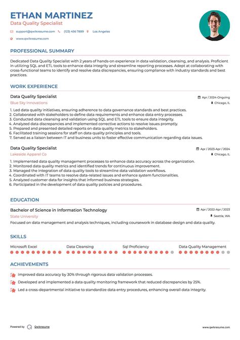 10 Data Quality Specialist Resume Samples And Templates For 2025
