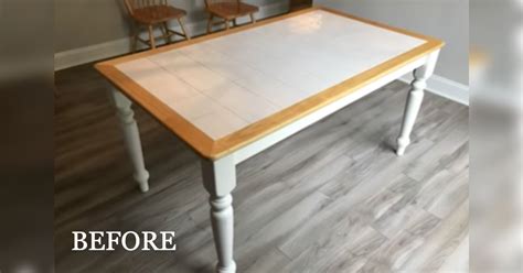 Woman Gets Her Hands On A Tile Top Table Then Gives It An Unrecognizable Makeover