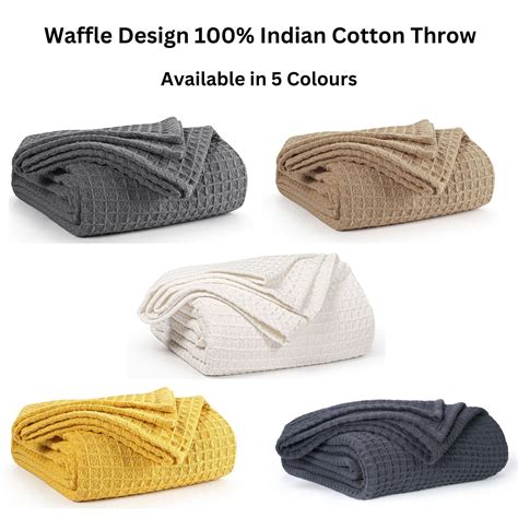 Soft Waffle Indian Cotton Throws For Sofas Settee Couch Bed 2 Sizes
