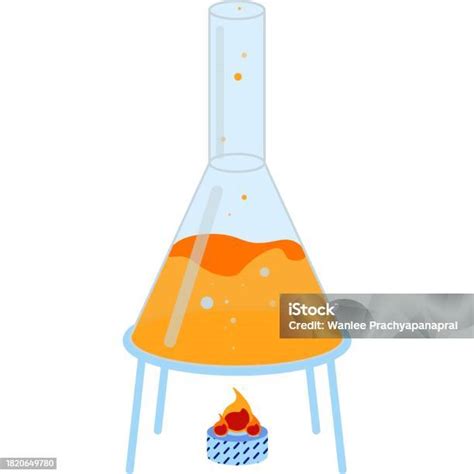 흰색 배경에 실험실 유리 플라스크 화재 및 버너가 있는 벡터 그림 0명에 대한 스톡 벡터 아트 및 기타 이미지 0명 Stem 주제 가열장치 Istock