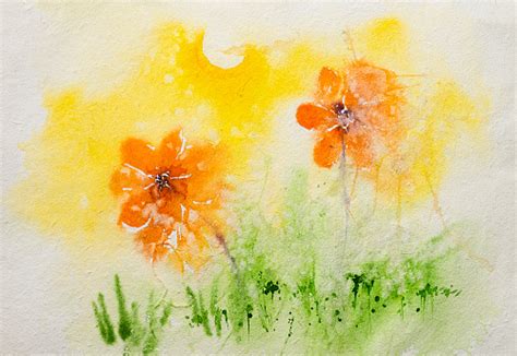 초대 카드 엽서 포스터 표지 장식과 같은 다양한 용도를 위한 추상 꽃 수채화 그림 수채화 손으로 그린 그림 일출 꽃 그림 0명에 대한 스톡 벡터 아트 및 기타 이미지