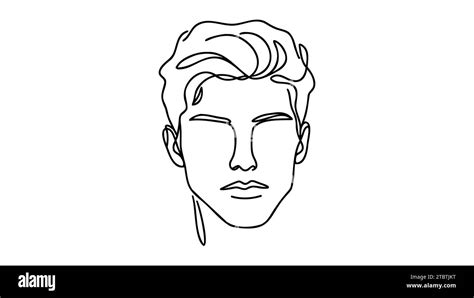 Continuous Line Drawing Of Man Profile Abstract Man Face Minimalistic Beauty Concept Vector