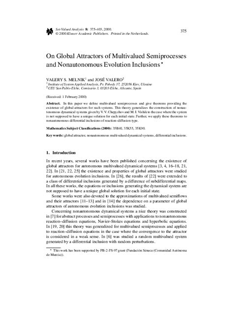 Pdf On Global Attractors Of Multivalued Semiprocesses And Nonautonomous Evolution Inclusions