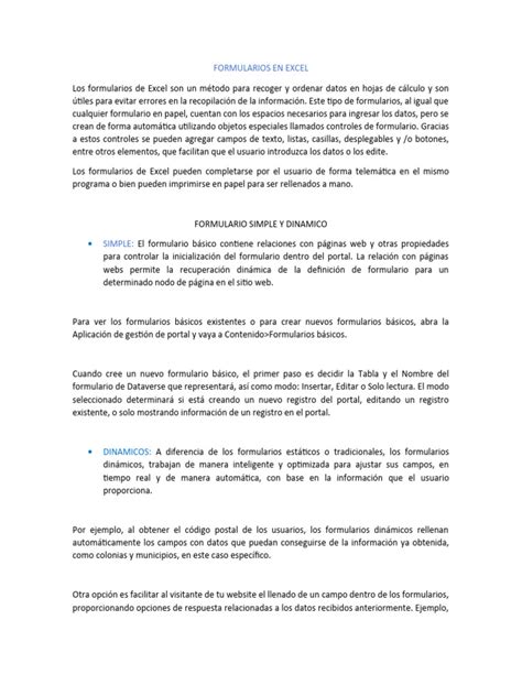Formularios En Excel Ximena Pdf Microsoft Excel Macro Informática