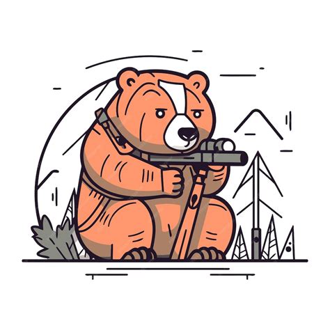 Premium Vector Vector Illustration Of Cute Bear With A Gun In His