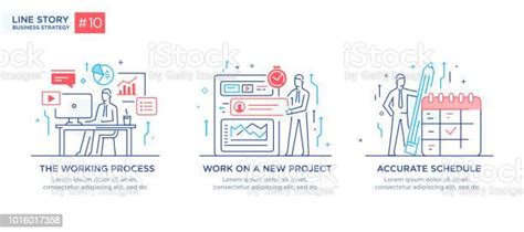 비즈니스 개념 삽화 개념의 집합입니다 워크플로 성장 그래픽입니다 사업 개발 중요 시점 시작입니다 선형 그림 아이콘 인포 그래픽입니다 방문 페이지 사이트 인쇄 포스터입니다 선