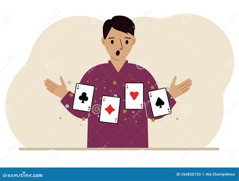 Uomo Che Tiene In Mano Carte Combinazione Di Quattro Assi O Quattro