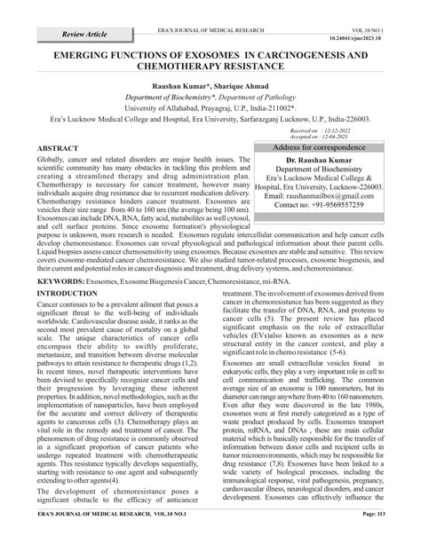 Pdf Exosome Emerging Function In Carcinogenesis And Cancer Chemotherapy Resistance