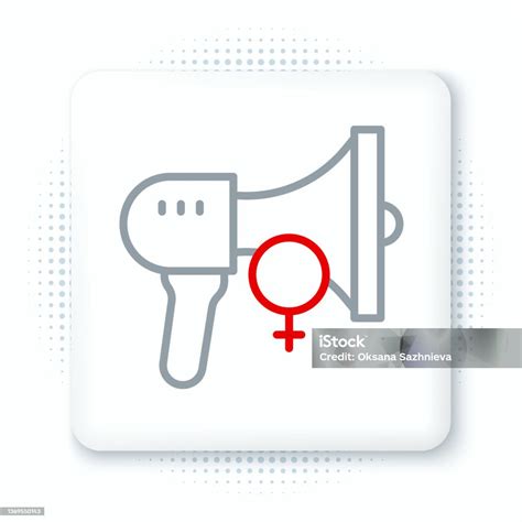 라인 여성 운동 흰색 배경에 고립 된 배너와 플래카드 아이콘페미니스트 운동가 페미니즘 권리 운동 페미니즘 자매애 다채로운 개요