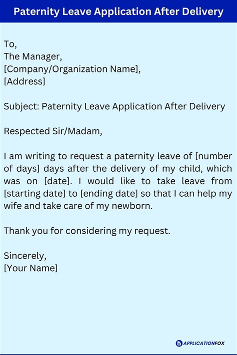 5 Samples Paternity Leave Application