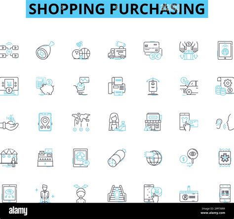 Shopping Purchasing Linear Icons Set Retail Sale Buy Store Mall Online Cart Line Vector