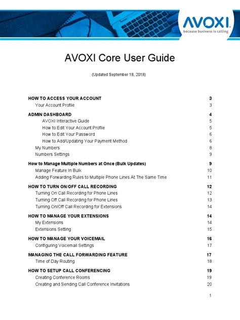 Avoxi Core User Manual Pdf Voicemail Conference Call