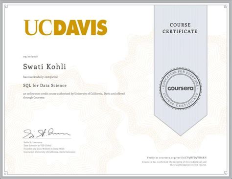 Swati Kohli On Linkedin Coursera Sql Datascience