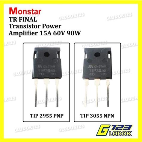 Jual Transistor TR Power Audio Amplifier TIP 2955 3055 PNP NPN 15A 60V 90W Shopee Indonesia