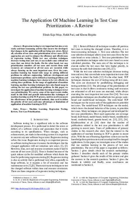 Pdf The Application Of Machine Learning In Test Case Prioritization A Review