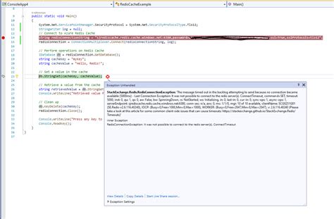 Azure Redis Cache Connection From Net Issue StackExchange StackExchange Redis