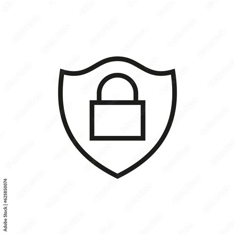 Shield And Lock Icon Vector Illustration Black Outline Shield Security