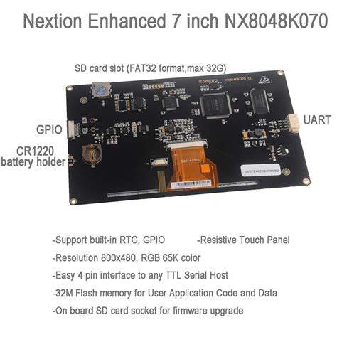7 Nextion Enhanced Nx8048k070 Hmi Lcd Touch Display Pour Raspberry Pi Arduino Équipements