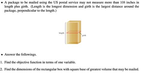 Solved A Package To Be Mailed Using The Us Postal Ser