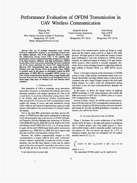 Pdf Performance Evaluation Of Ofdm Transmission In Uav Wireless Communication Dokumentips