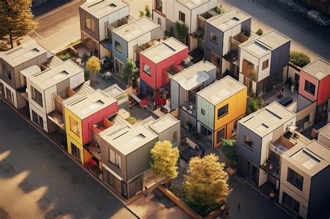 Premium AI Image An Overhead Perspective Of A Series Of Recently Constructed Modular Terraced