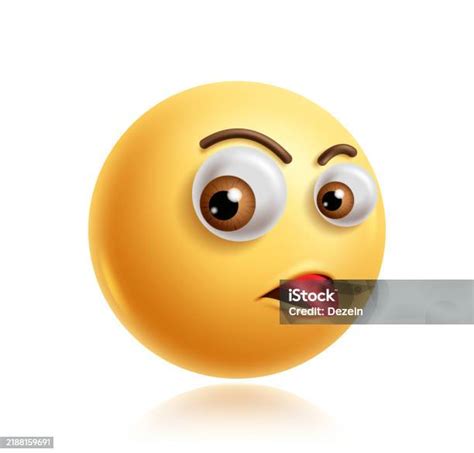 측면보기 이모티콘 3d 클립 아트 캐릭터 장난 꾸러기 바보 장난기 농담 재미 있고 귀여운 얼굴 표정의 이모티콘 아이콘 캐릭터와 측면 눈과 혀 얼굴 3차원 형태에 대한 스톡