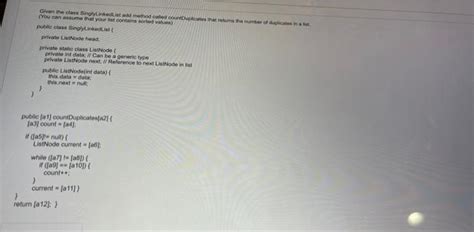 Solved Given The Class Singlylinkedlistad Method