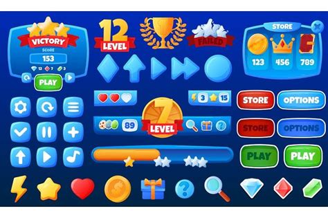 Mobile App Game Interface Buttons
