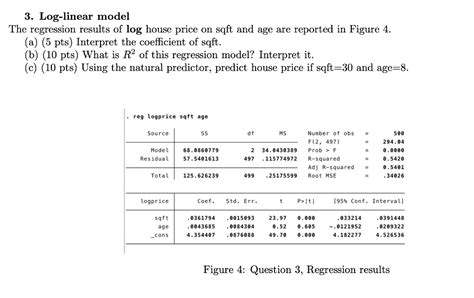 Solved 3 Log Linear Model The Regression Results Of Log Chegg Com