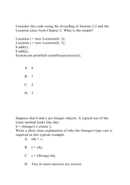 Consider This Code Using The Arraybag Of Section 52 And The Locatdocx
