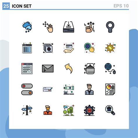 Mobile Interface Filled Line Flat Color Set Of 25 Pictograms Of Wind Cool Email Cooler Stare