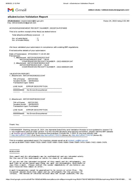 Gmail Esubmission Validation Report Q2 Pdf Computing