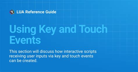 using key and touch events lua reference guide