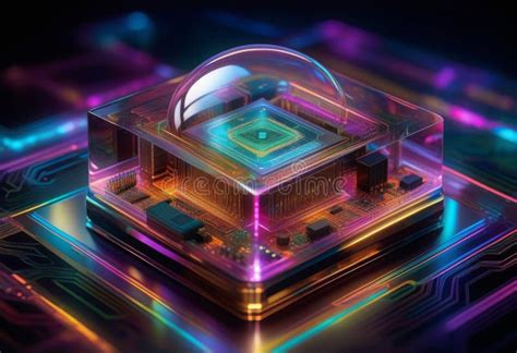 Unveiling The Enigmatic Elegance Of Quantum Computing Through Holographic Artistry Stock
