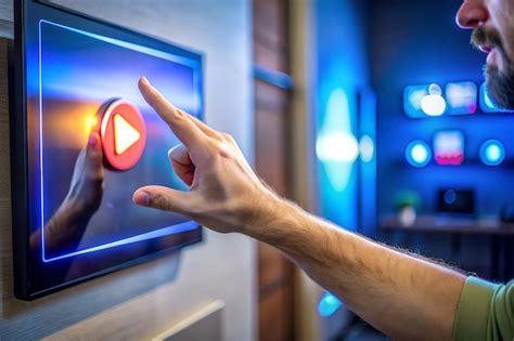 premium photo man hand about to press a play button in a gaming room