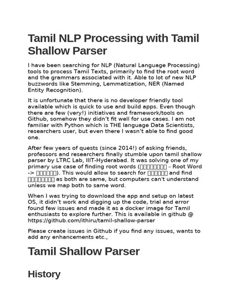 8 Tamil Nlp Processing With Tamil Shallow Parser Pdf Parsing Computer Science